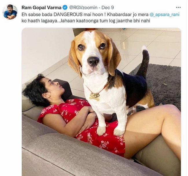 Ram Gopal Verma ने फिर किया विवादित ट्वीट कहा एक्ट्रेस के कुत्ते से